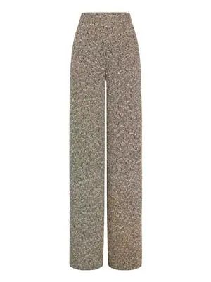 Oscar De La Renta Slubby-tweed Wide-leg Trousers - Neutrals