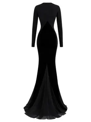Rick Owens Velvet-panelled Long-sleeve Maxi Dress - Black