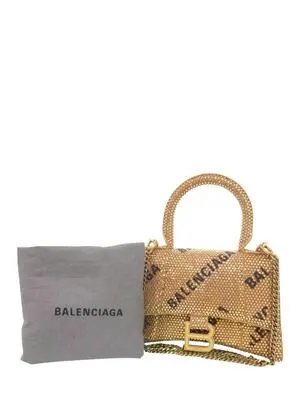 Balenciaga 2020-2026 Rhinestone Hourglass Xs Satchel Brown