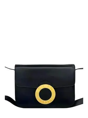 Celine 1990-2000 Calfskin Circle Logo Crossbody Bag - Black