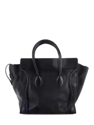 Celine Luggage Bag Smooth Leather Mini Tote Bag - Black
