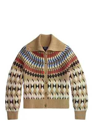 Polo Ralph Lauren Geo-motif Wool-cashmere Cardigan - Neutrals