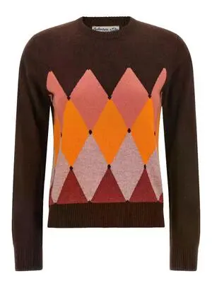 BALLANTYNE Diamond Intarsia-knit Sweater - Brown