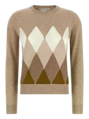 BALLANTYNE Argyle-intarsia Cashmere Sweater Neutrals