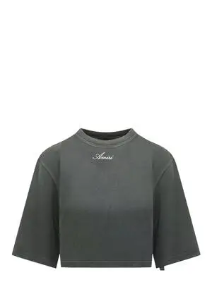 Amiri Logo-embroidered Cropped Top - Grey