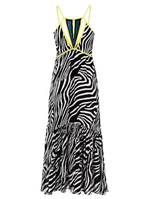 PATRIZIA PEPE Zebra-print Ruffled-hem Maxi Dress