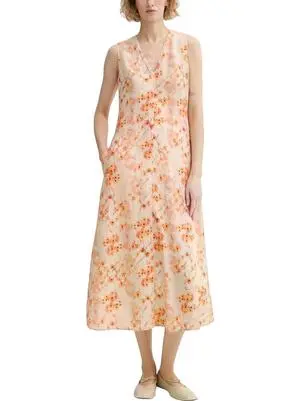 Marc O'polo Floral-print V-neck Dress - Neutrals