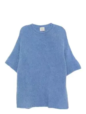 ALYSI Short-sleeve Knitted Sweater - Blue