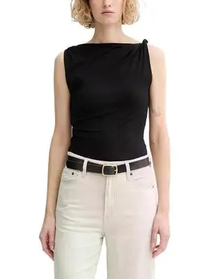 Marc O'polo Draped-shoulder Sleeveless Top - Black