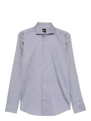 BOSS Micro-patterned Long-sleeve Shirt - Blue