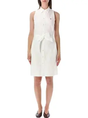 Polo Ralph Lauren Sleeveless Belted Mini Dress - White