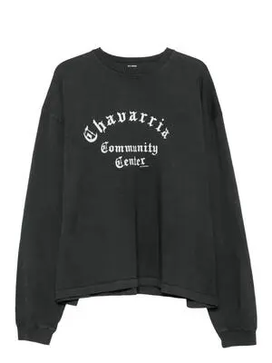 WILLY CHAVARRIA Community Center Buffalo Faded Long-sleeve T-shirt - Black