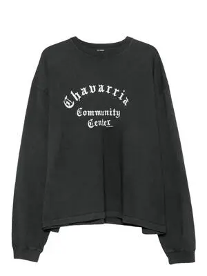WILLY CHAVARRIA Community Center Buffalo Faded Long-sleeve T-shirt - Black