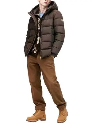 Moncler Logo-print Hooded Puffer Jacket Brown