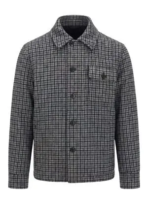Moncler Check-pattern Button-up Jacket - Grey