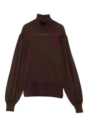 Liviana Conti High-neck Balloon-sleeve Sweater - Brown
