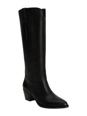 Ralph Lauren Harpher Stitched Leather Boots - Black