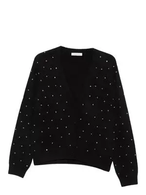 Liviana Conti Crystal-embellished V-neck Cardigan - Black