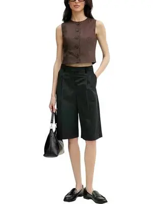 BENETTON Button-up Cropped Vest - Brown