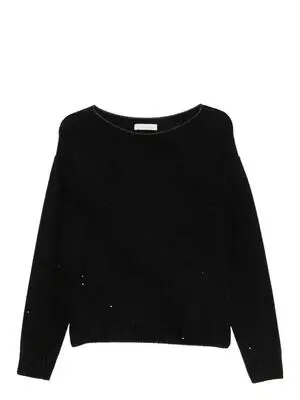 Liviana Conti Sequin-embellished Boat-neck Sweater - Black