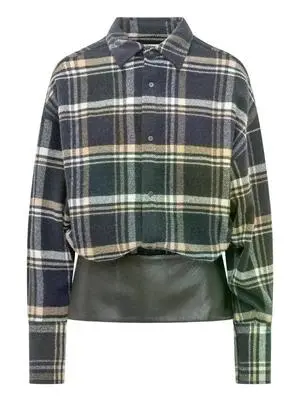 DARKPARK Barbara Checked Leather-panel Shirt - Blue