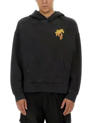 Palm Angels Logo-print Hoodie - Black