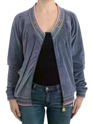 Roberto Cavalli Velour Zip-up Track Jacket - Blue