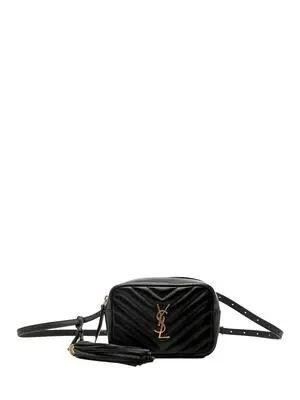 Saint Laurent 2018 Chevron Calfskin Monogram Tassel Lou Belt Bag - Black