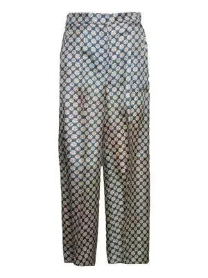 Max Mara Dice-print Wide-leg Trousers - Blue