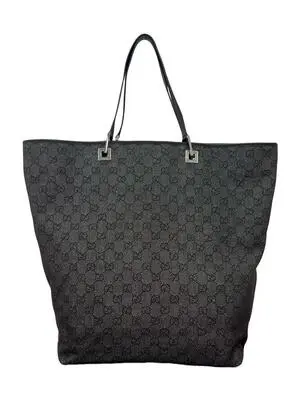 Gucci 1990-2000 Large Gg Canvas Shopper Tote Bag Black