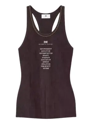Elisabetta Franchi Chain-link Ribbed-knit Top - Brown
