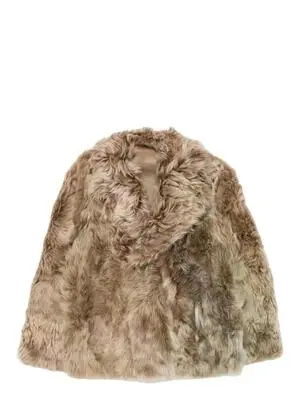 YVES SALOMON Shearling Double-breasted Jacket Neutrals