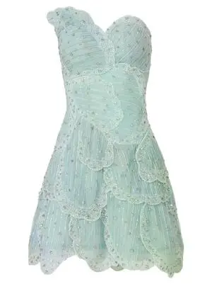 Costarellos Sylvie Bead-embellished Scalloped Mini Dress - Blue