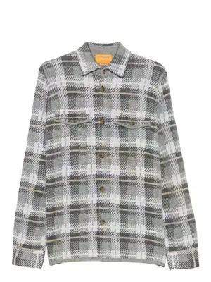Guest In Residence Check-pattern Button-up Overshirt - Grey