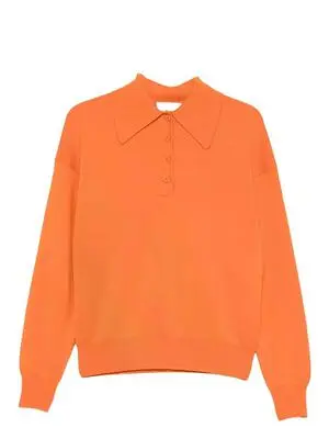ALEMAIS Logo-patch Button-down Polo Sweater - Orange