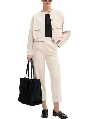 BENETTON Button-up Cropped Jacket - Neutrals