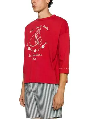 BODE Stables Graphic-print Three-quarter-sleeve T-shirt - Red
