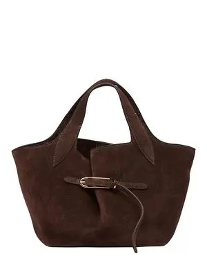 LIFFNER Belted Tote Mini Dark Suede Brown
