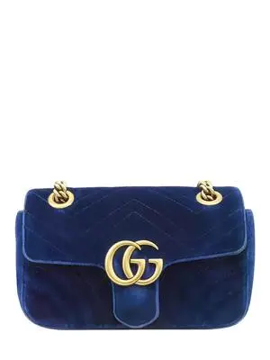 GUCCI 2016-2026 Small Gg Marmont Matelasse Velvet Shoulder Bag