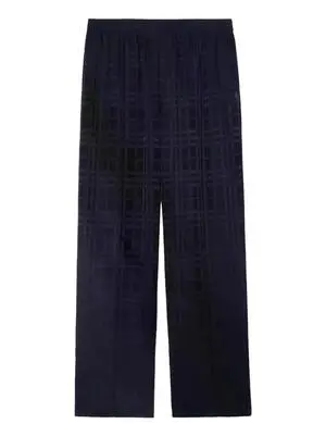 Burberry Check Silk Trousers - Blue