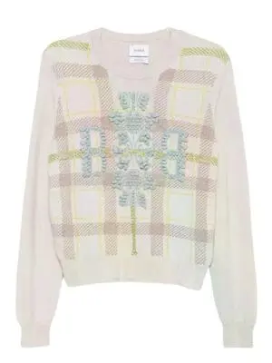 BARRIE Tartan Thistle Sweater - Neutrals