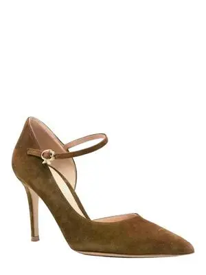 GIANVITO ROSSI Pointed-toe Buckled-strap Pumps - Brown