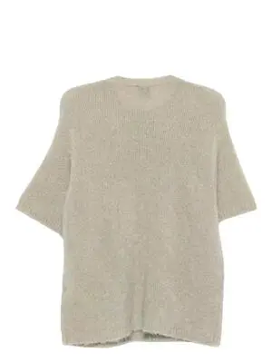 ALYSI Short-sleeve Knitted Sweater - Neutrals