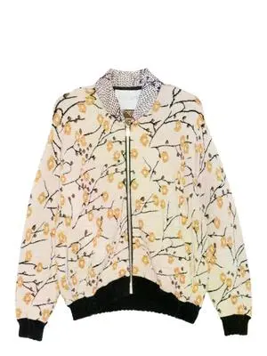 FORTE_FORTE Floral-jacquard Bomber Jacket - Neutrals