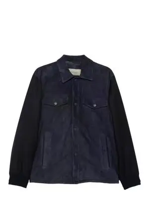 Canali Suede Panelled Jacket - Blue