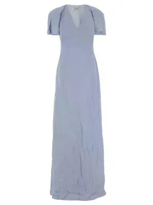 JIL SANDER Ruffled V-neck Maxi Dress - Blue