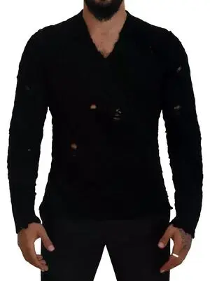 Dolce & Gabbana Distressed Cable-knit Sweater - Black