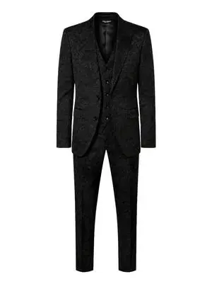 Dolce & Gabbana Martini Floral-brocade Suit - Black