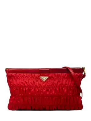Prada 2000-2013 Tessuto Gaufre Crossbody Bag - Red