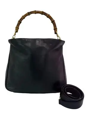 Gucci 20th Century Calfskin Bamboo Satchel - Blue